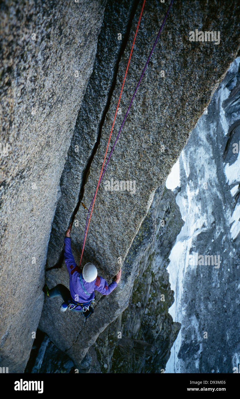 Person ascending mountain, elevated view Stock Photo - Alamy