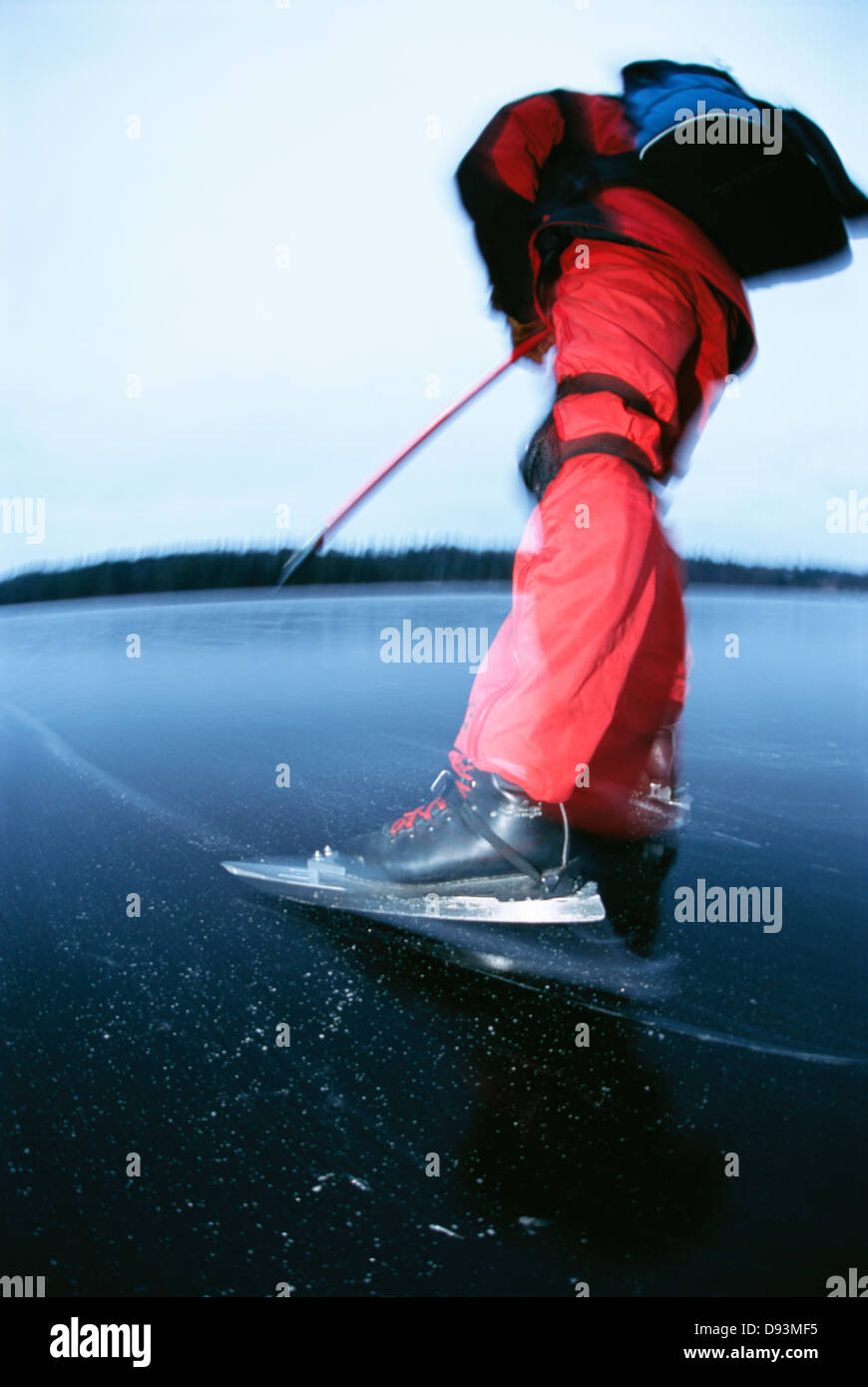 Man skiing on ice rink, low angle view Stock Photo - Alamy