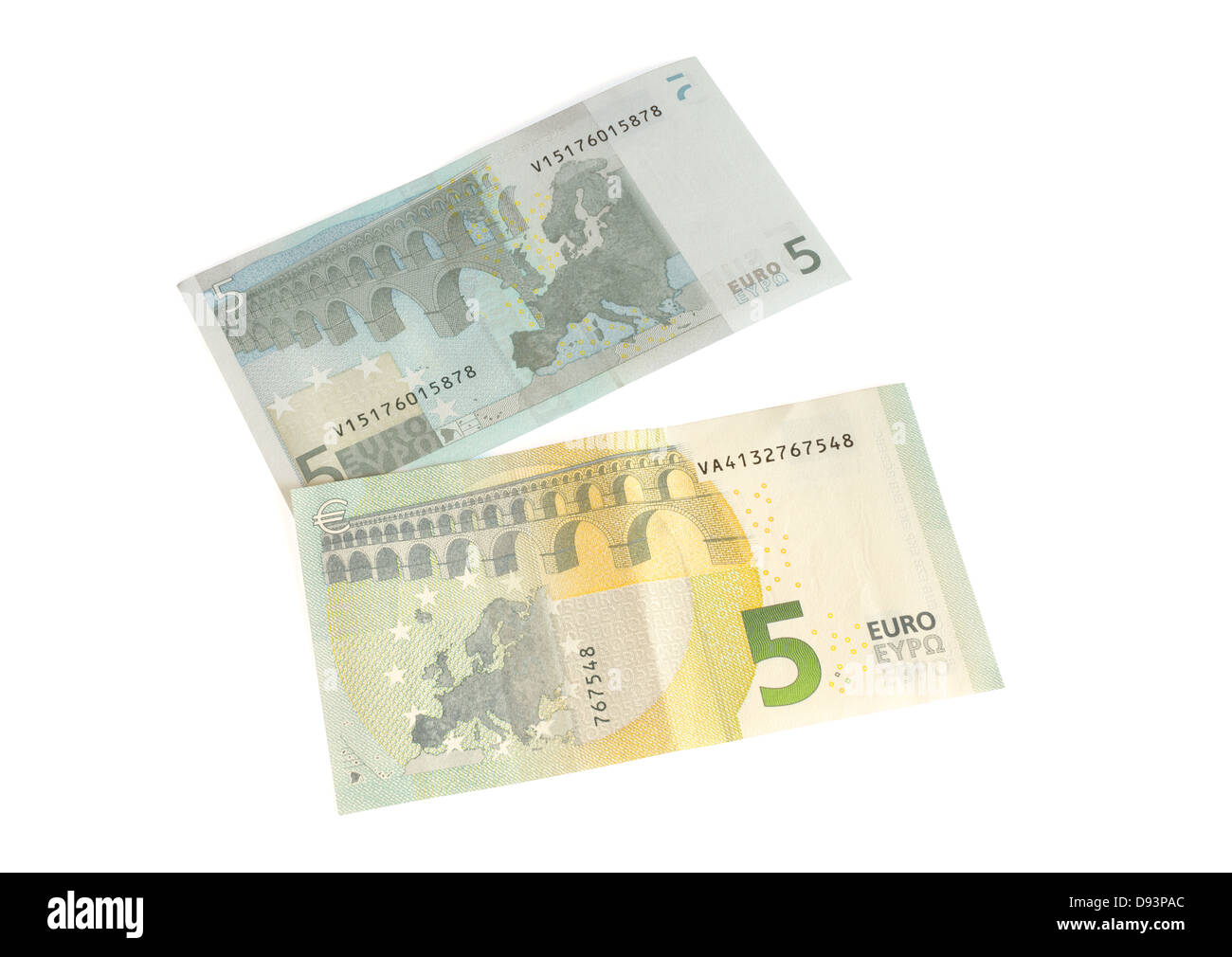 New and old five euro banknote. Clipping path included Stock Photo - Alamy