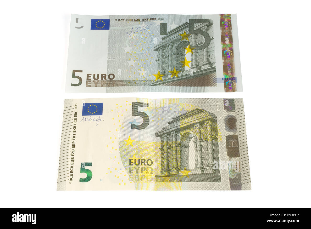 New and old five euro banknote. Clipping path included Stock Photo - Alamy