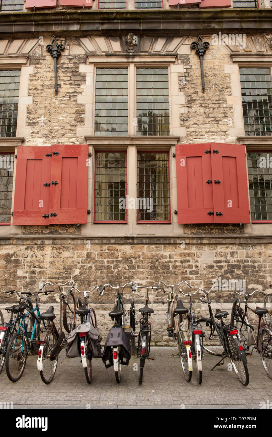 Old window shutters and bicycles Delft Holland Netherlands Europe Stock ...