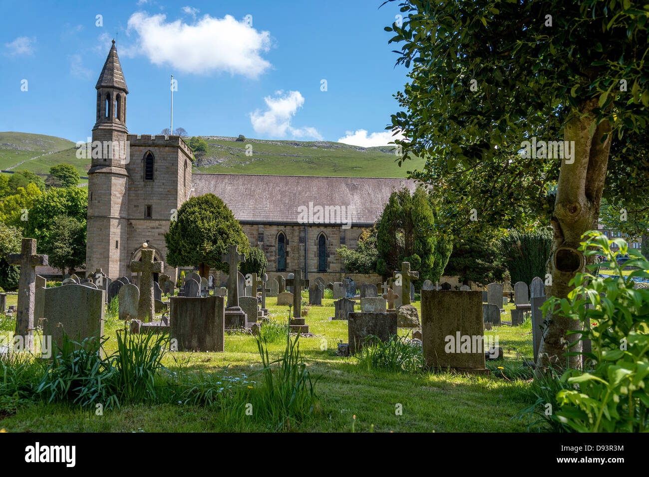 Settle town centre North Yorkshire North West England. Parish church of ...