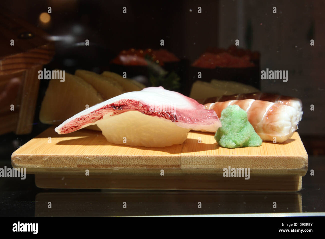 plastic display models of japanese food in restaurant window in rome ...