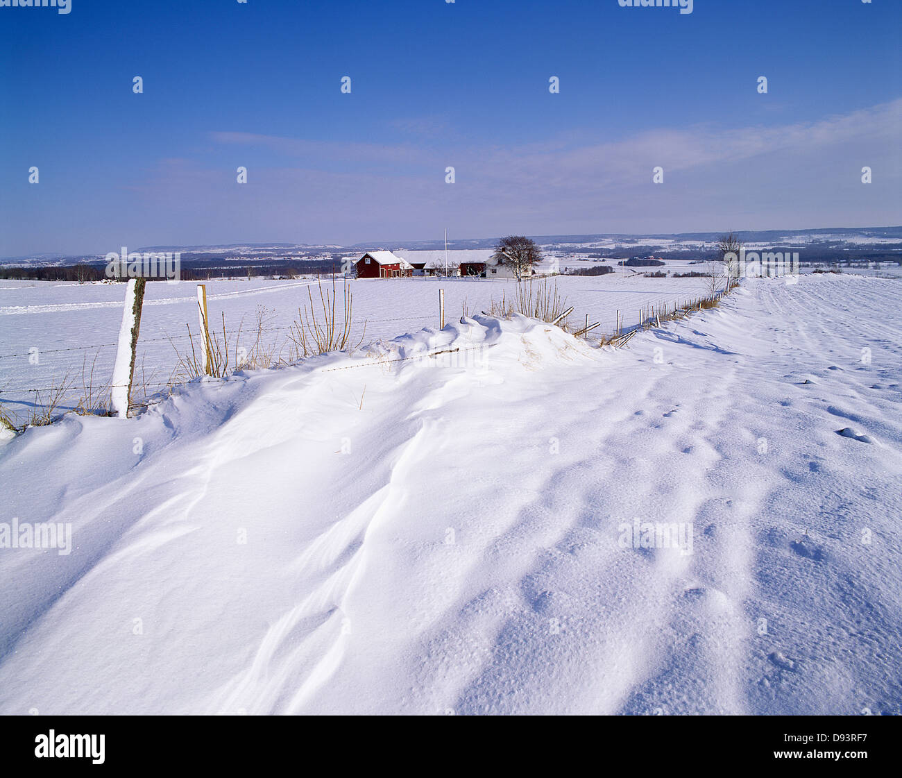 Snow covered village landscape Stock Photo - Alamy