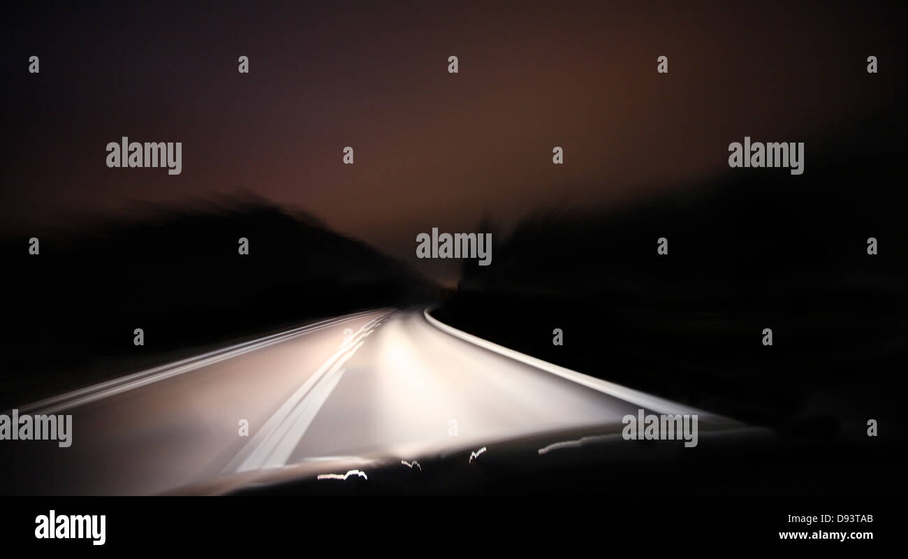 View of motorway from car at night Stock Photo - Alamy
