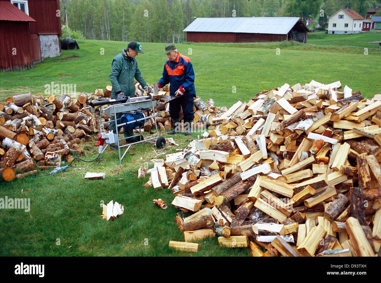 Wood chopping in a garden Stock Photo - Alamy