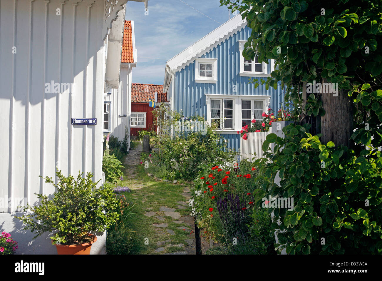 Garden path between houses Stock Photo - Alamy