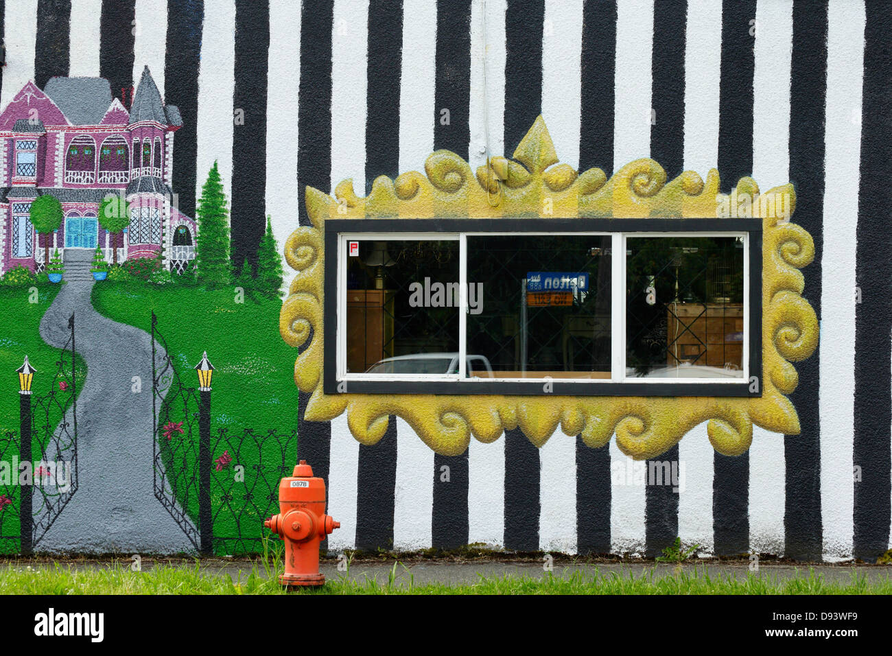 Painting mural on outside wall of antique store-Victoria, British ...