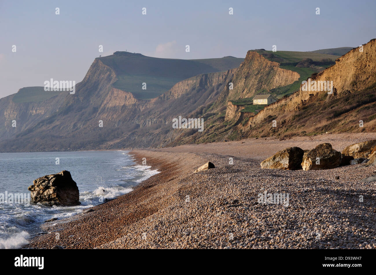 A view of Eype beach, Dorset. Jurassic Coast. January 2013 Stock Photo ...
