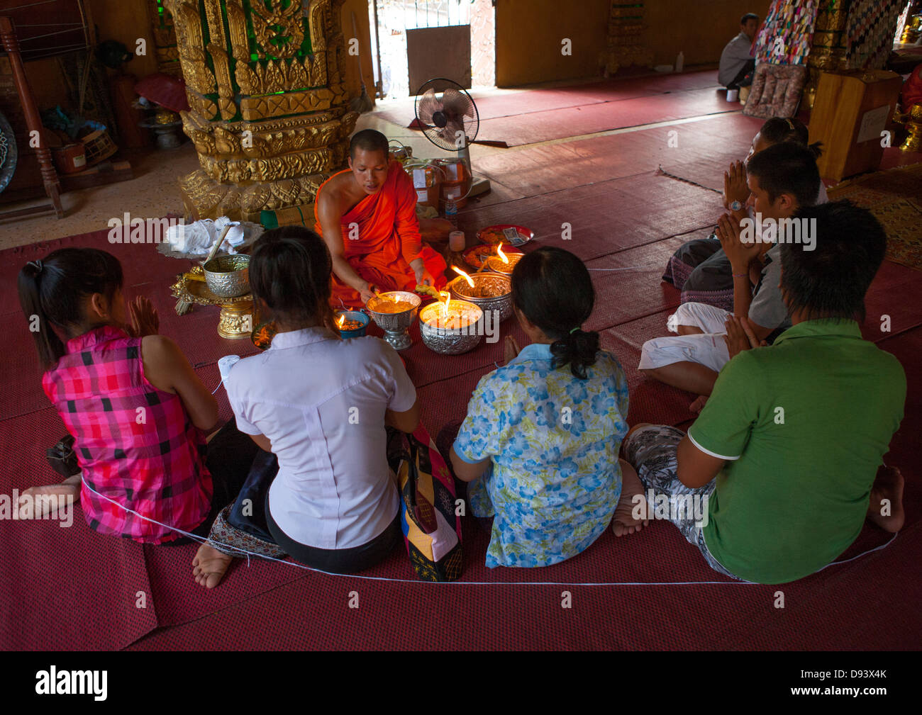 Baci Ceremony In Vat Si Muang, Vientiane, Laos Stock Photo - Alamy
