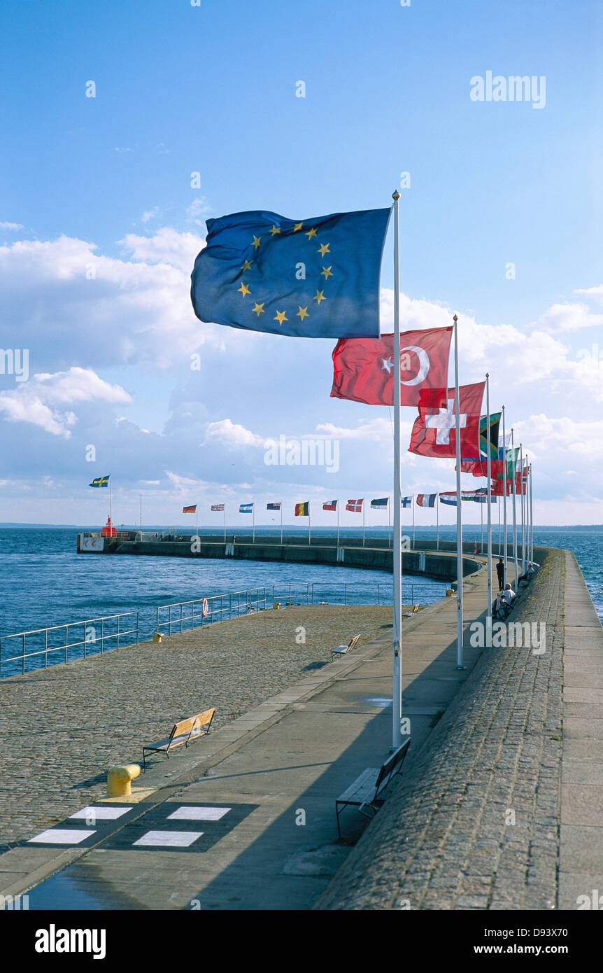International flags in a harbour Stock Photo - Alamy