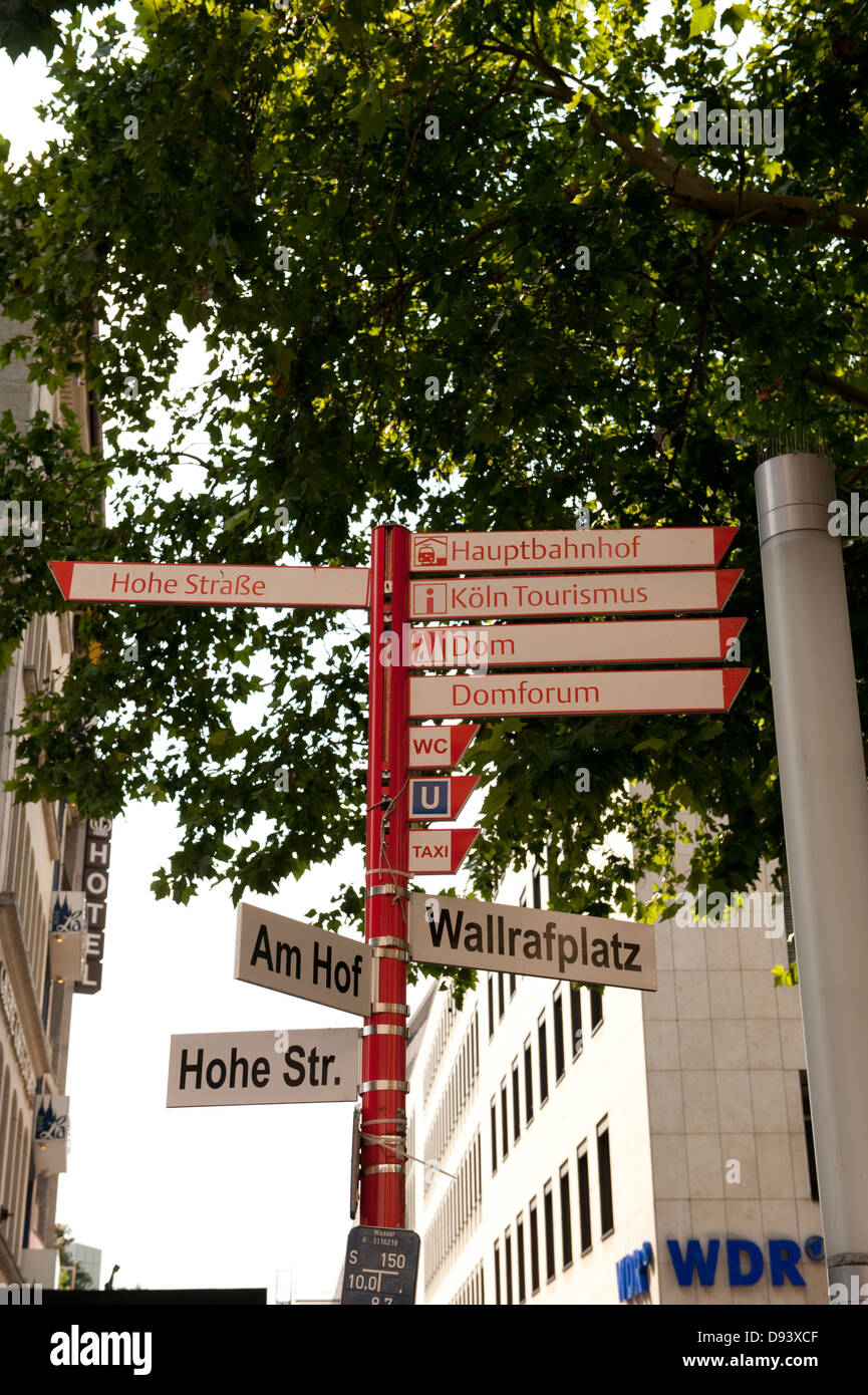 Tourist Direction Signs Cologne Koln Germany Deutschland Europe EU ...