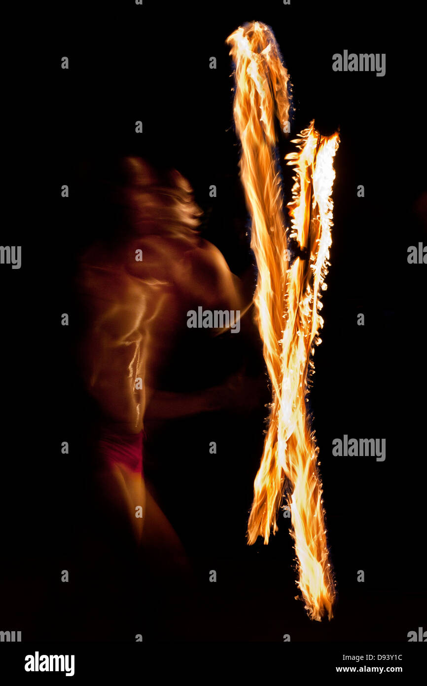 A fire dancer in Boracay, Philippines Stock Photo - Alamy