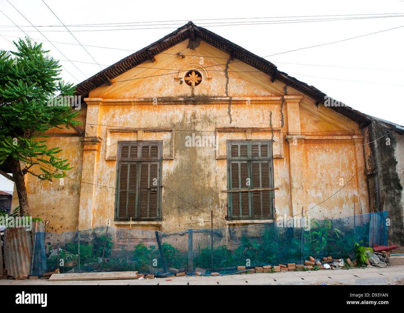 Old French Colonial House, Thakhek, Laos Stock Photo - Alamy