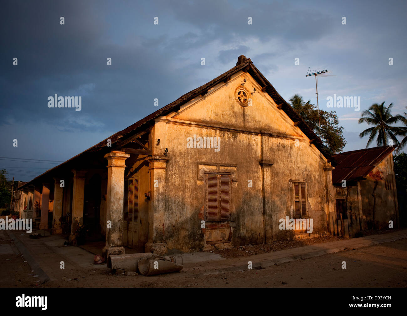 Old French Colonial House, Thakhek, Laos Stock Photo - Alamy