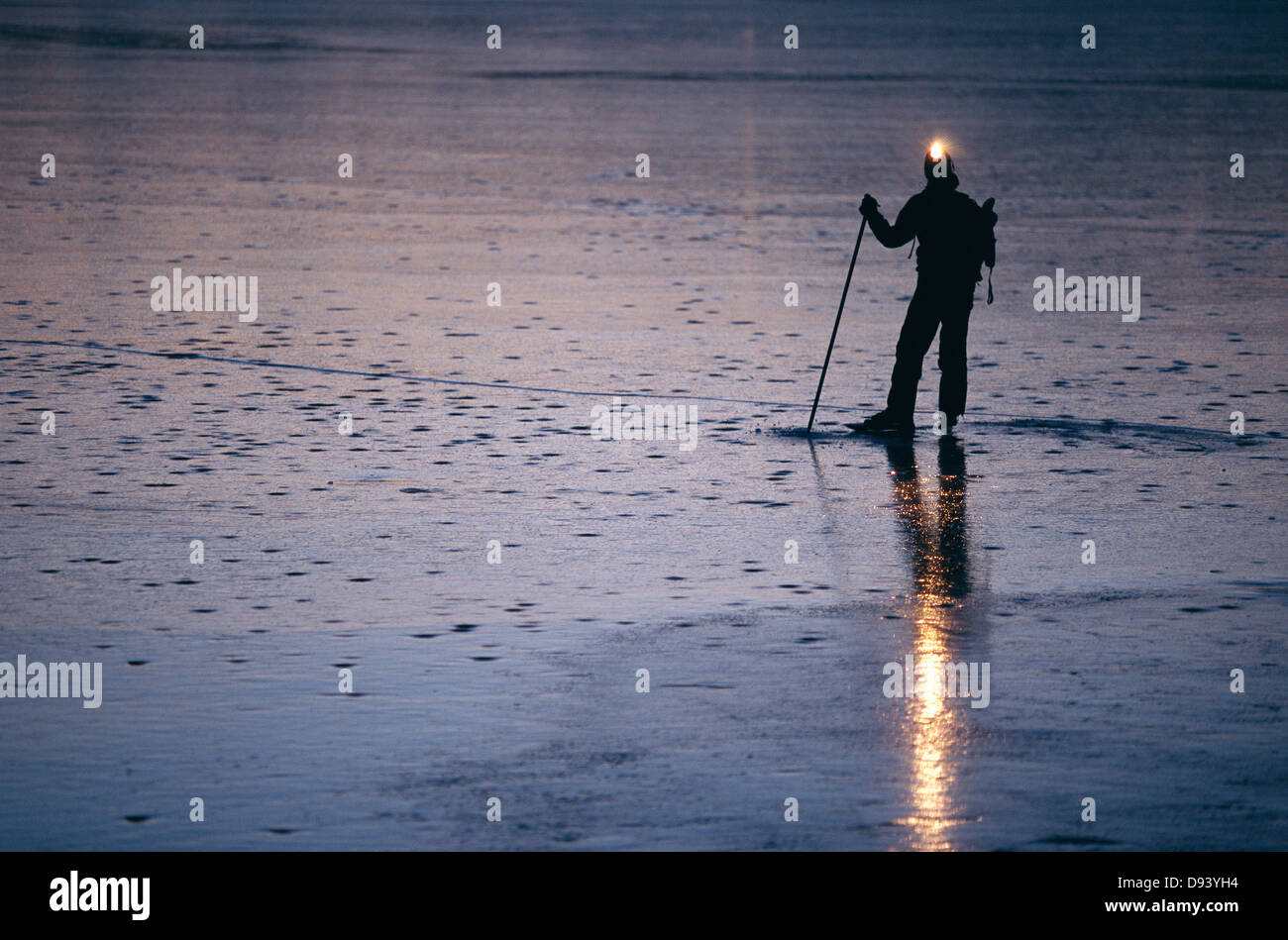 Long-distance skating in the night, Sweden Stock Photo - Alamy
