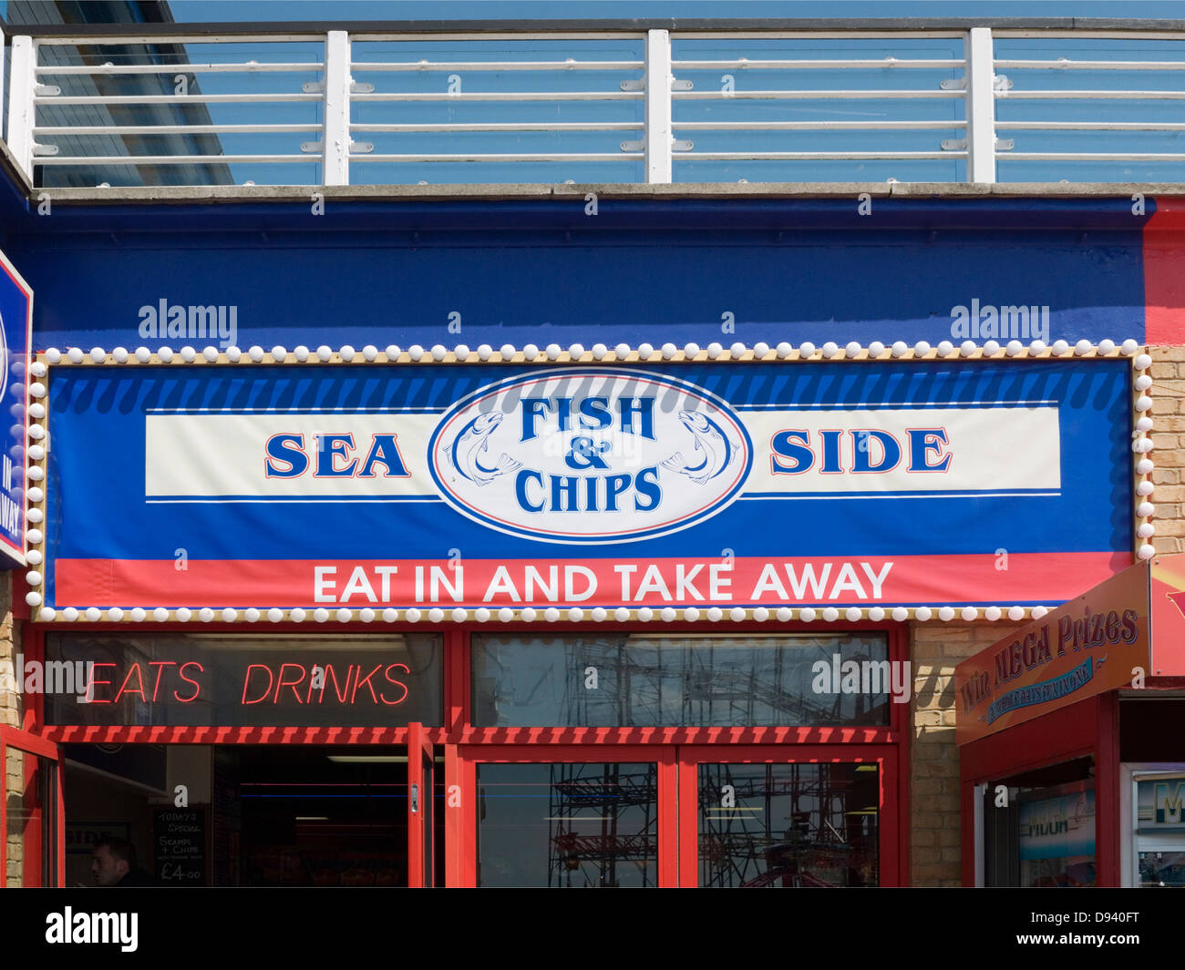 seaside shop sign advertising traditional fish and chips Stock Photo ...