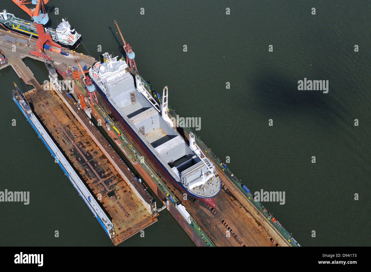 View of ship at harbour Stock Photo - Alamy