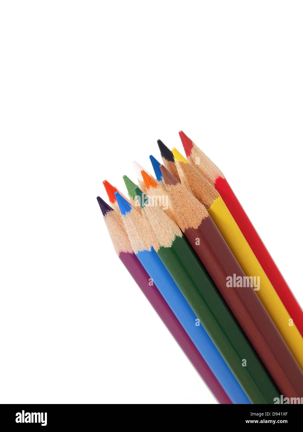 Colourful crayons on the white background Stock Photo - Alamy