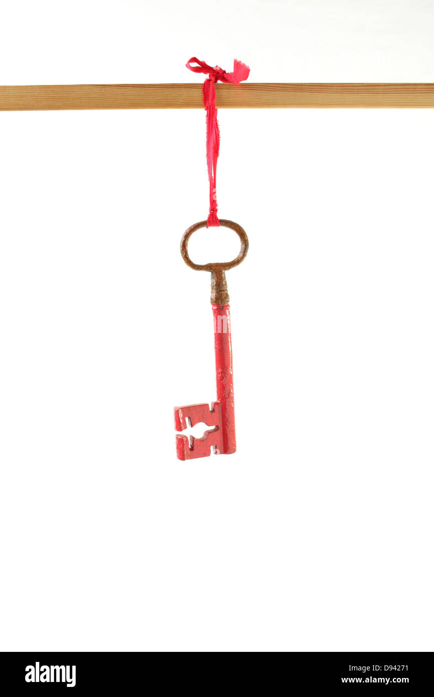 Old key with ribbon hi-res stock photography and images - Alamy