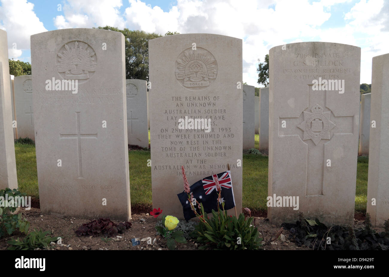 The plot from which Australia's Unknown Soldier was exhumed in 1993 ...
