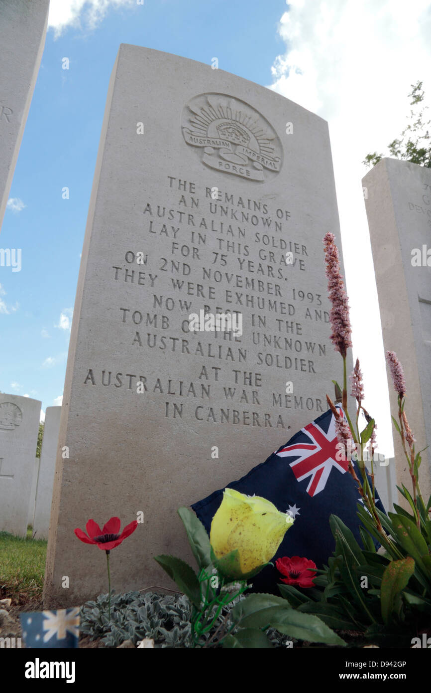 The plot from which Australia's Unknown Soldier was exhumed in 1993 ...