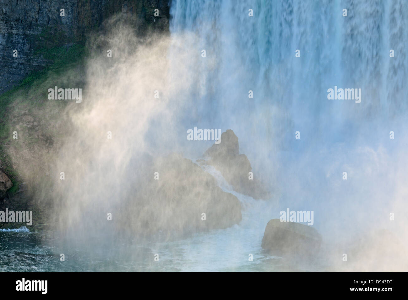 Niagara Falls mist and rocks below the Canadian Falls Niagara Falls ...