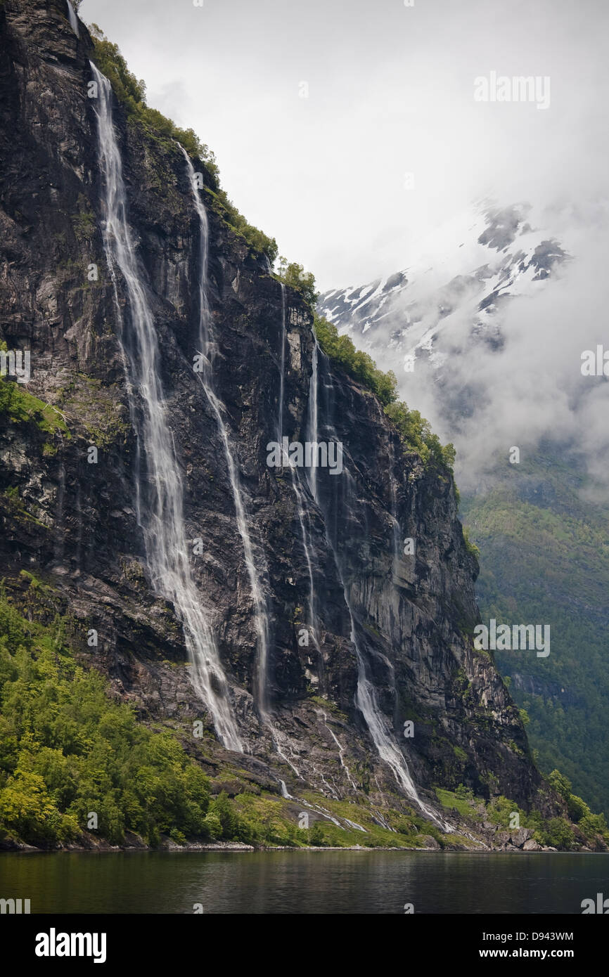 Landscape with cliff and waterfall Stock Photo - Alamy