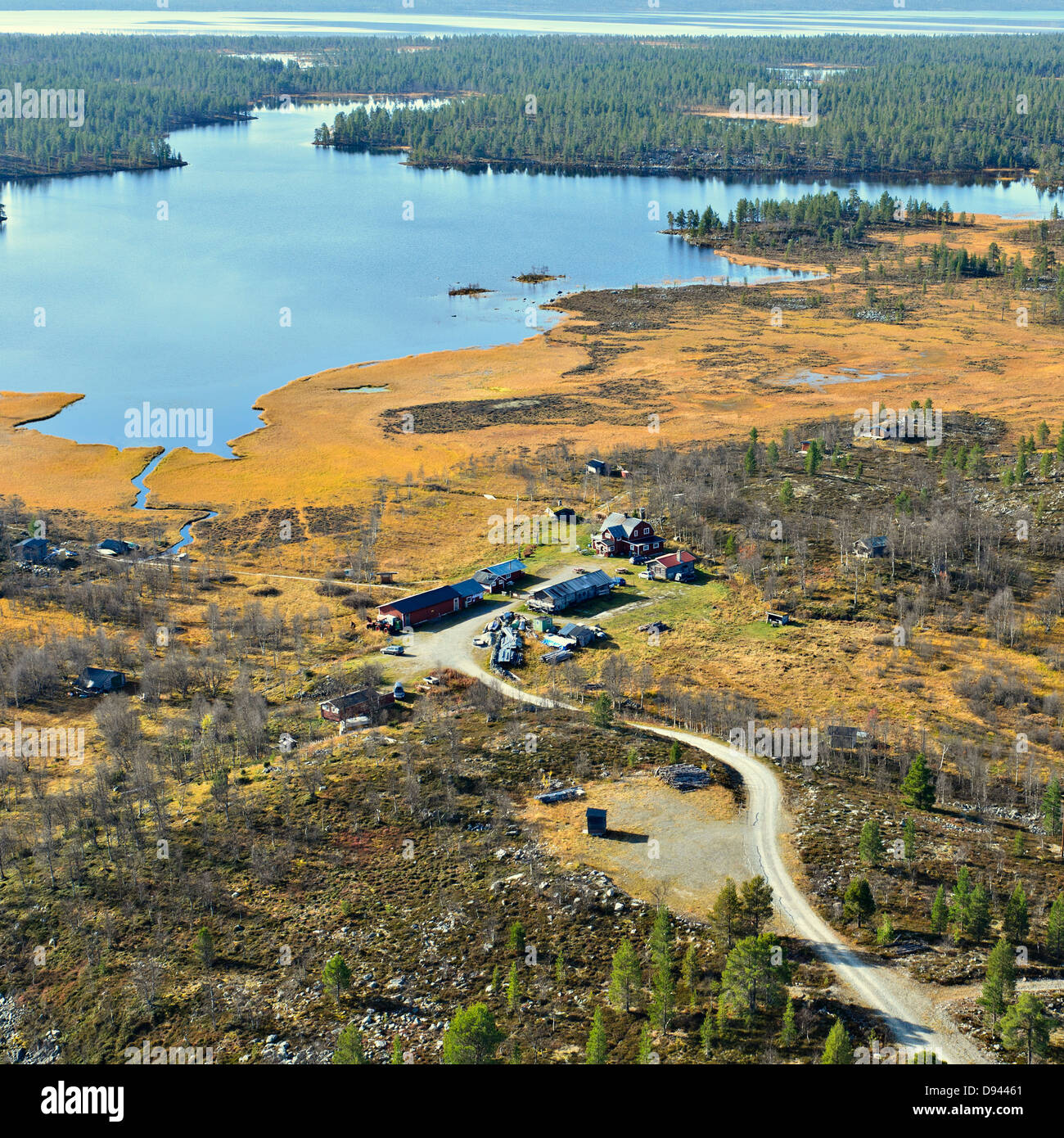 Aerial view of farm near swamp Stock Photo - Alamy