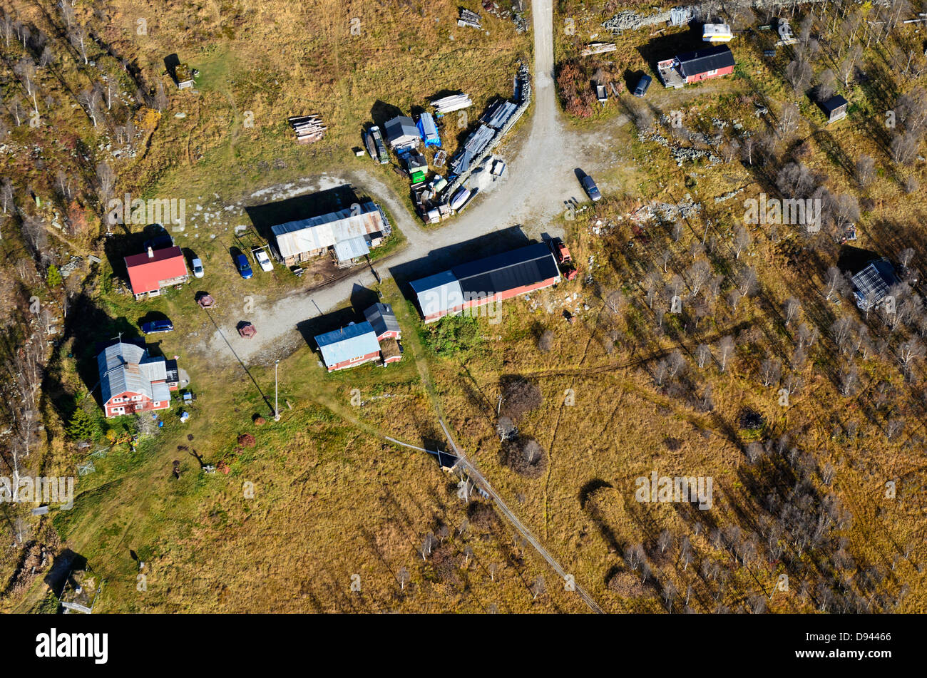 Aerial view of farm buildings Stock Photo - Alamy