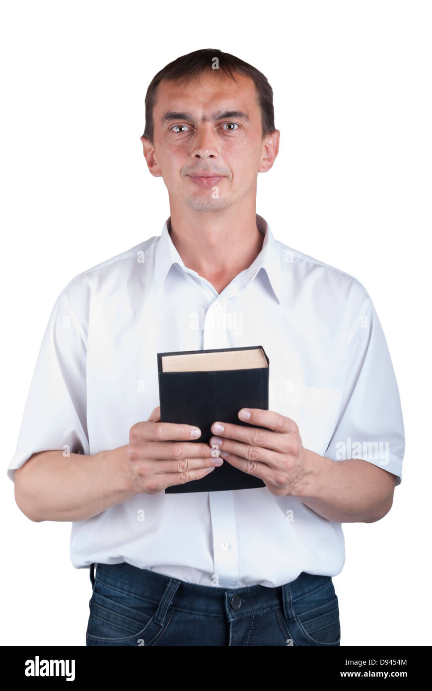 Portrait of a young man with a book in hand Stock Photo - Alamy