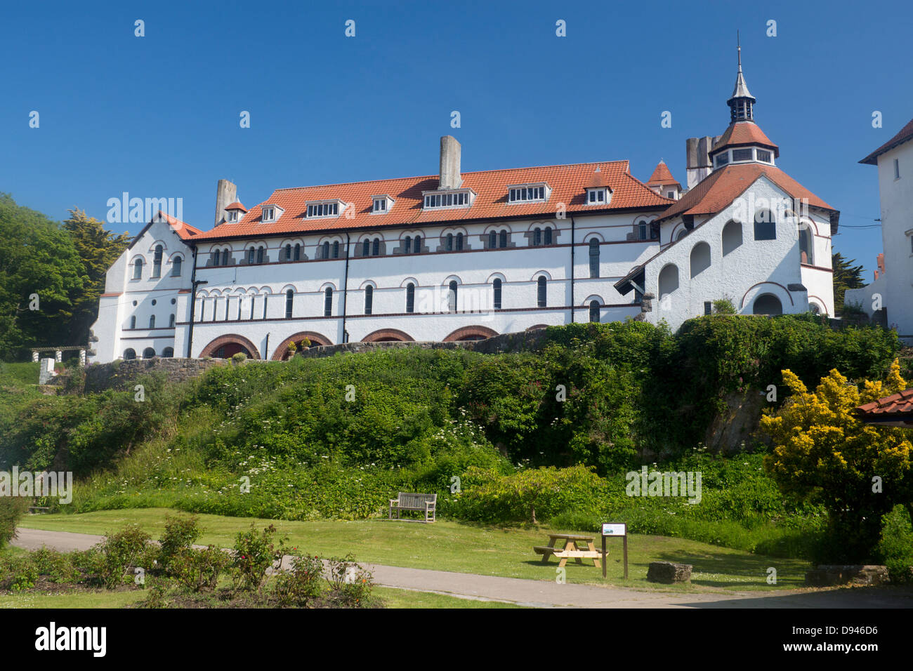 Caldey Island Main Abbey / Monastery building in evening light Off ...