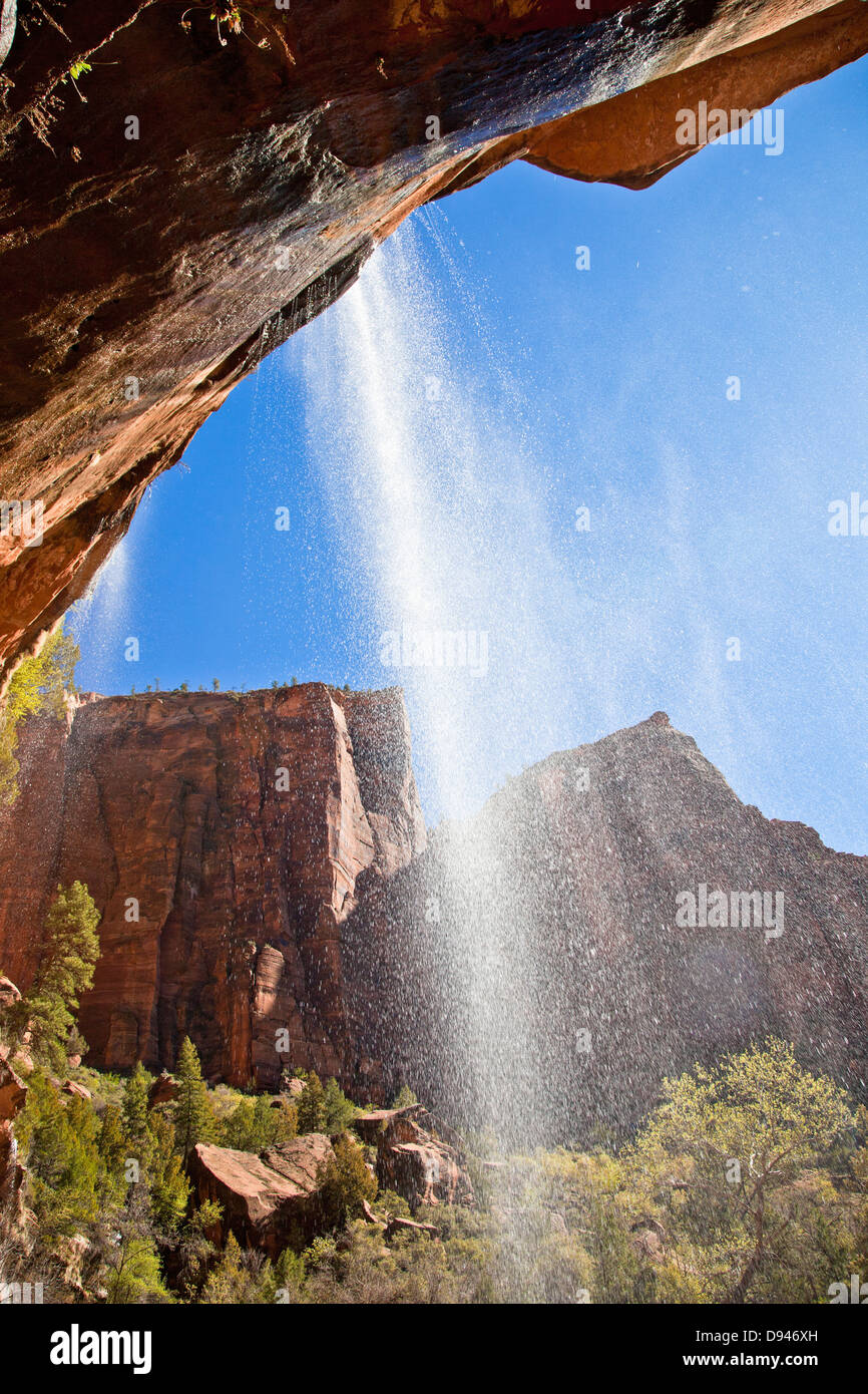 Low angle view of waterfall Stock Photo - Alamy