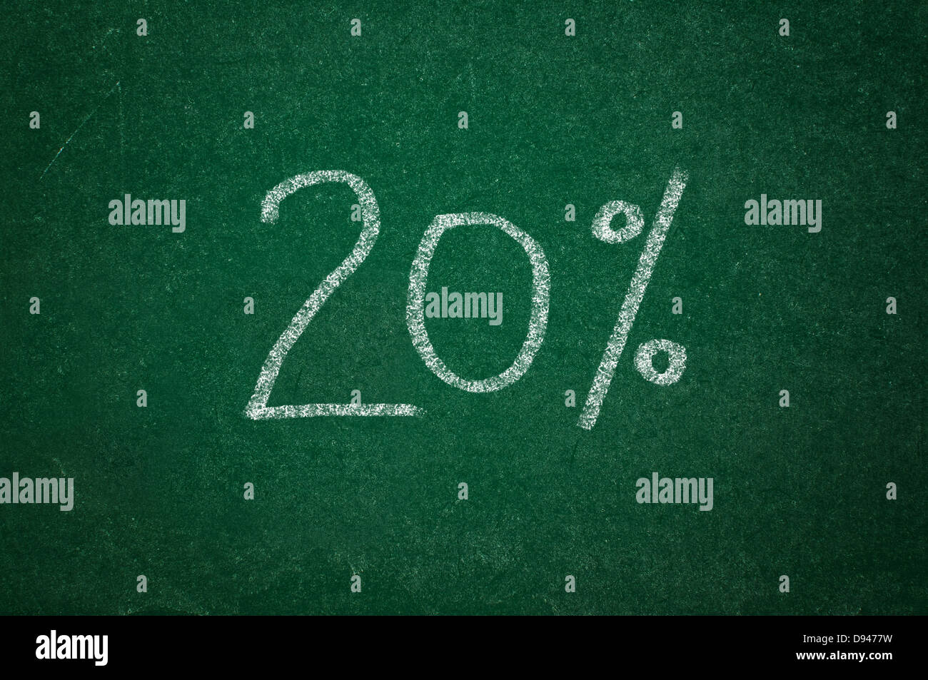 Twenty percent written on grungy green chalkboard texture Stock Photo ...