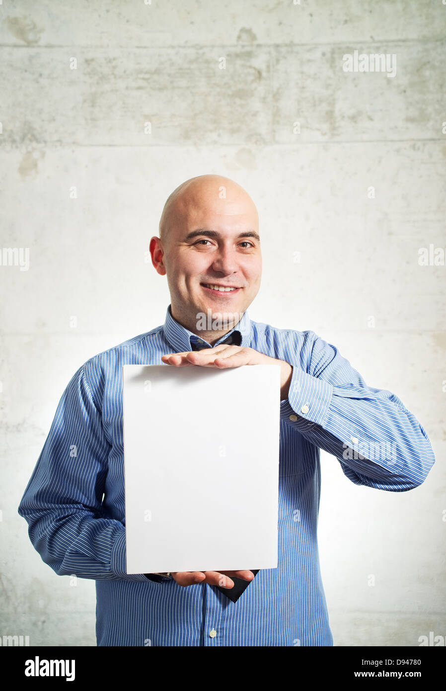 Business man holding blank paper hi-res stock photography and images ...