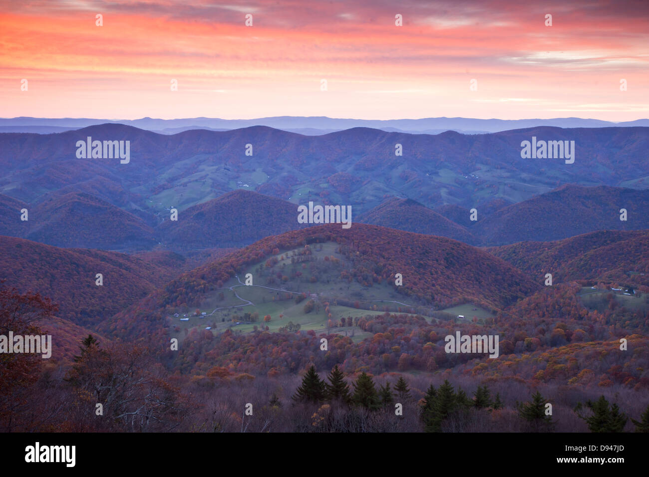 View of mountains at dusk Stock Photo - Alamy