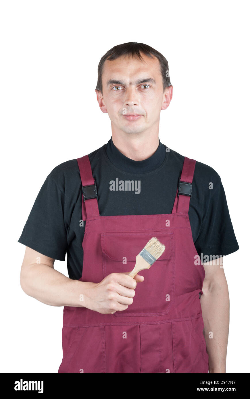 House painter with paint brush in hand Stock Photo - Alamy
