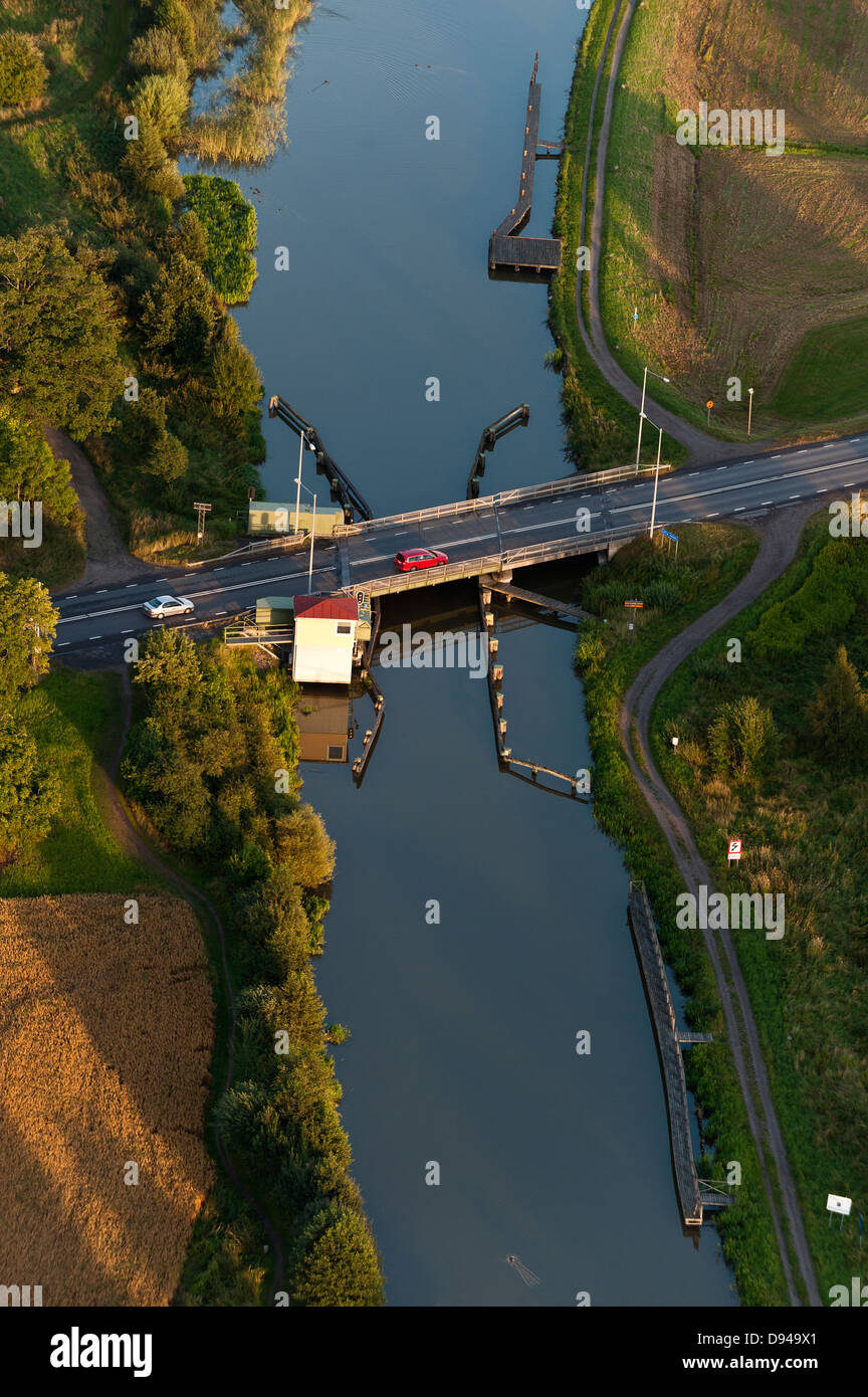 Aerial view of bridge over canal Stock Photo - Alamy