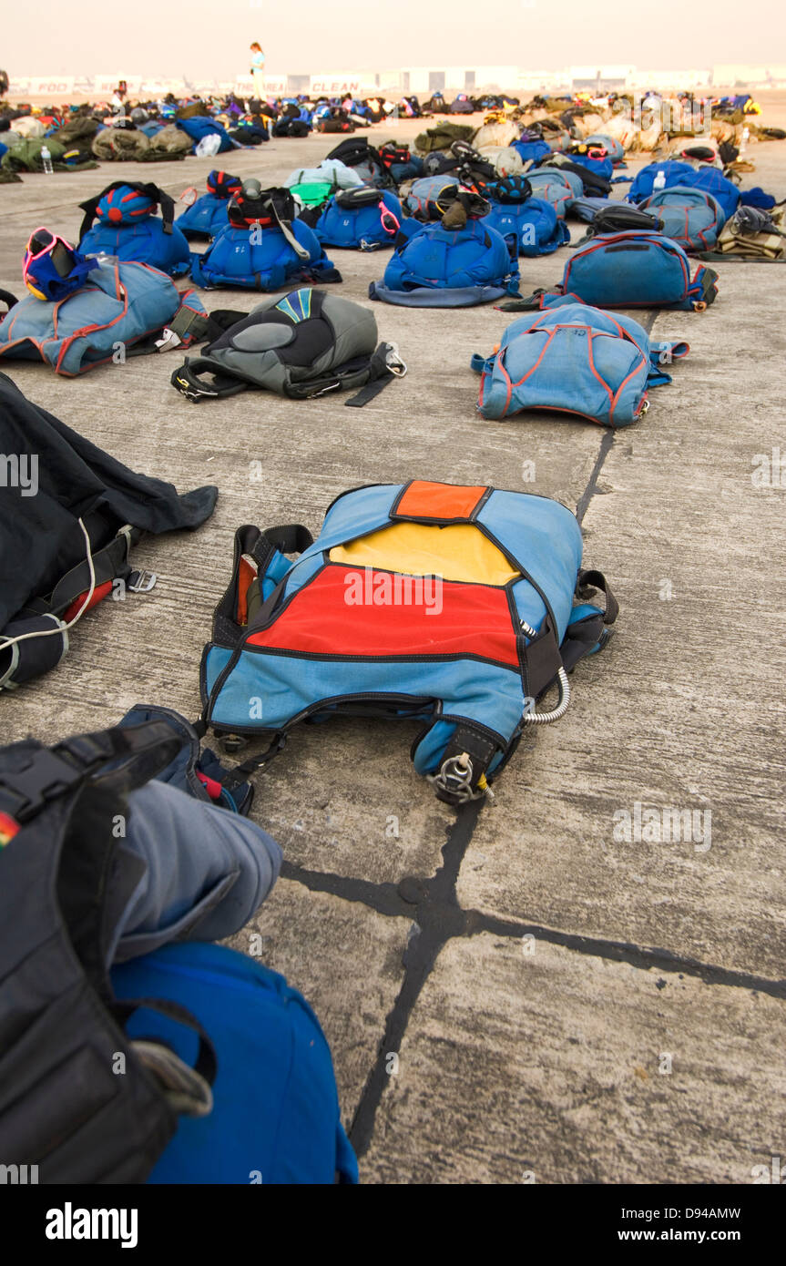 Parachutes on the ground Stock Photo - Alamy