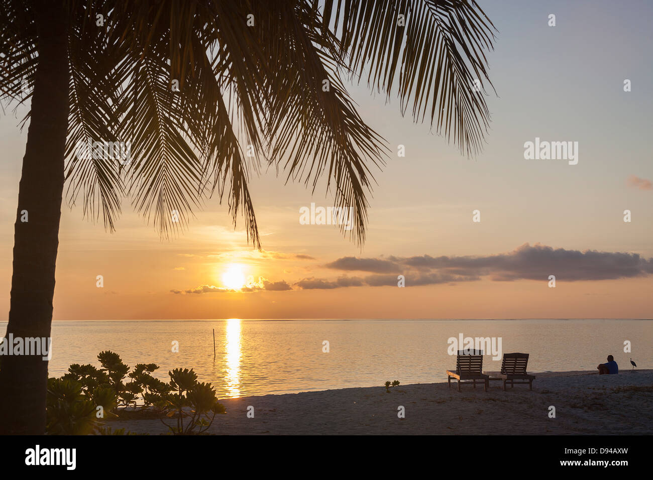 Sunset seen from tropical beach Stock Photo - Alamy