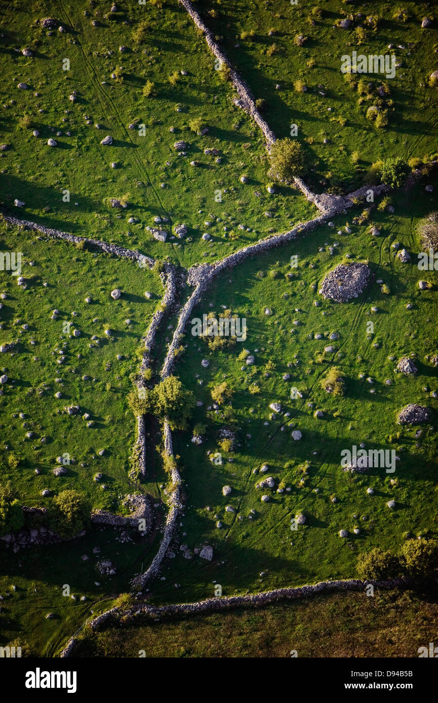 Stone walls in the landscape, aerial view, Sweden Stock Photo - Alamy