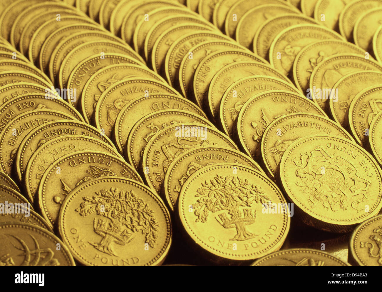 Rows of British pound coins, London, England, United Kingdom Stock ...