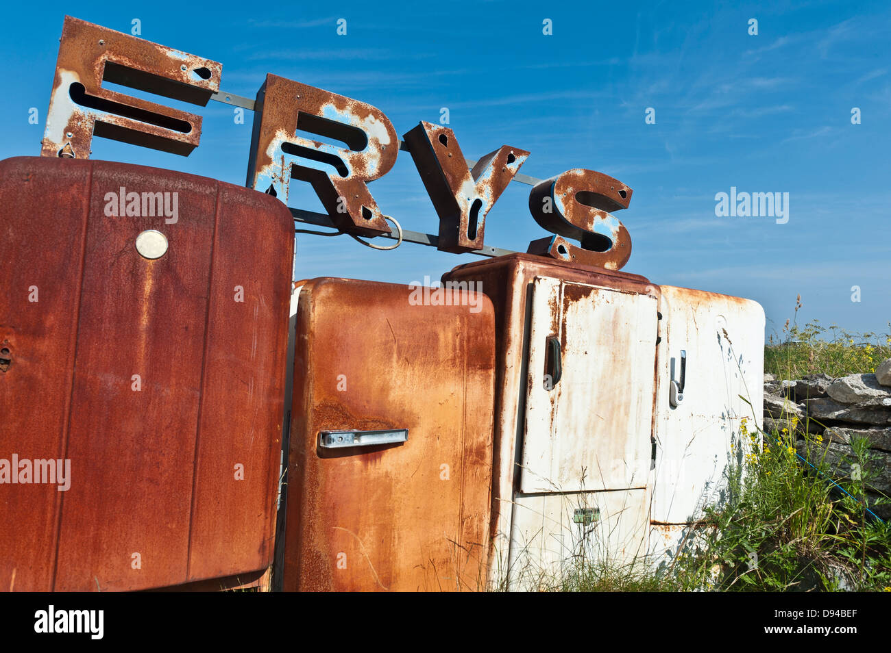 Rusty refrigerators in junkyard Stock Photo - Alamy