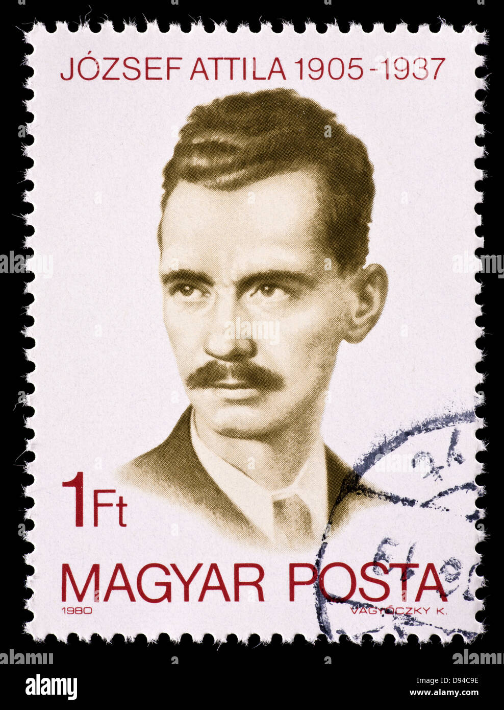 Postage stamp from Hungary depicting Jozsef Attila, Hungarian poet ...