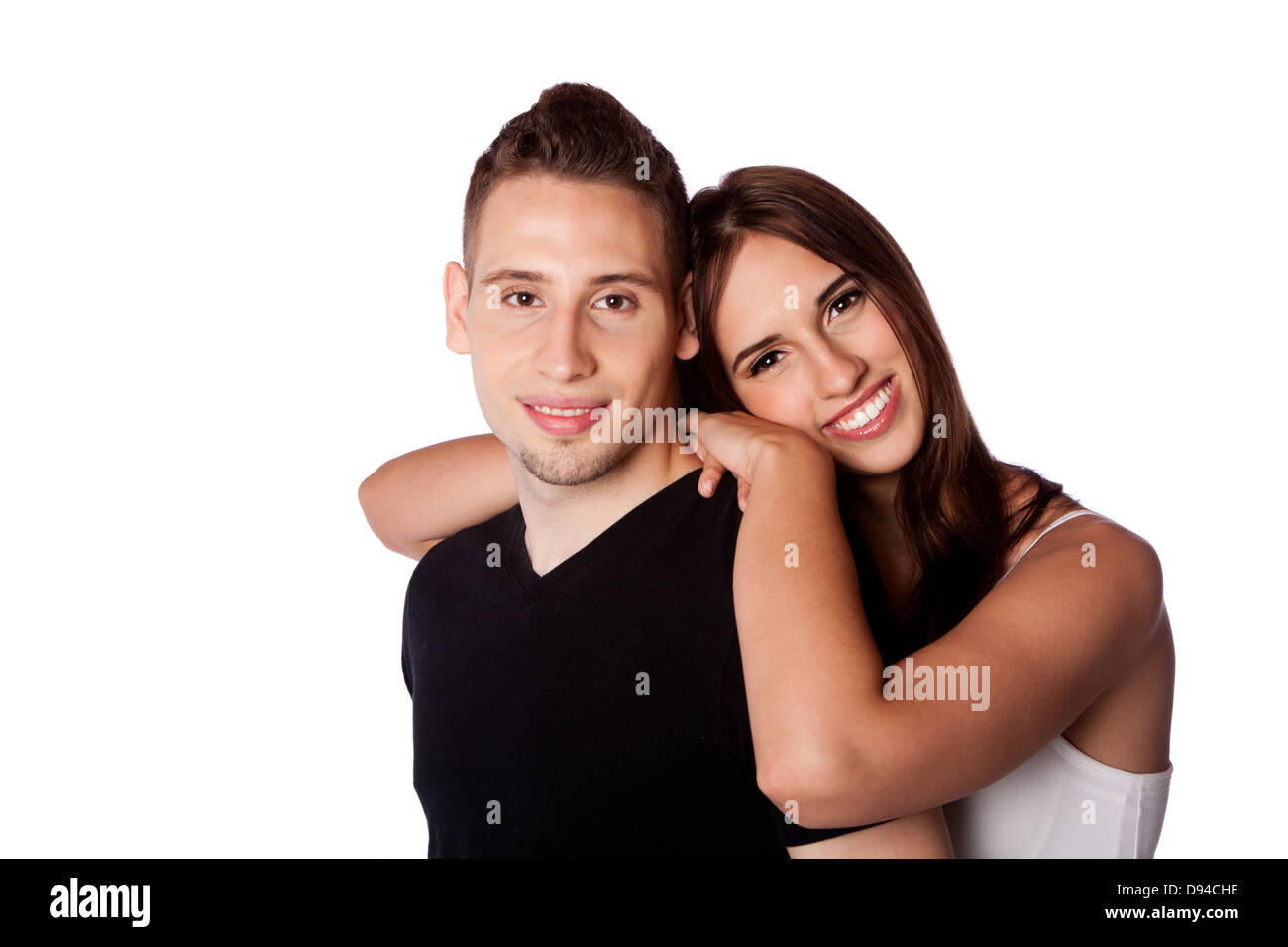 Happy smiling couple together showing love and friendship, isolated ...