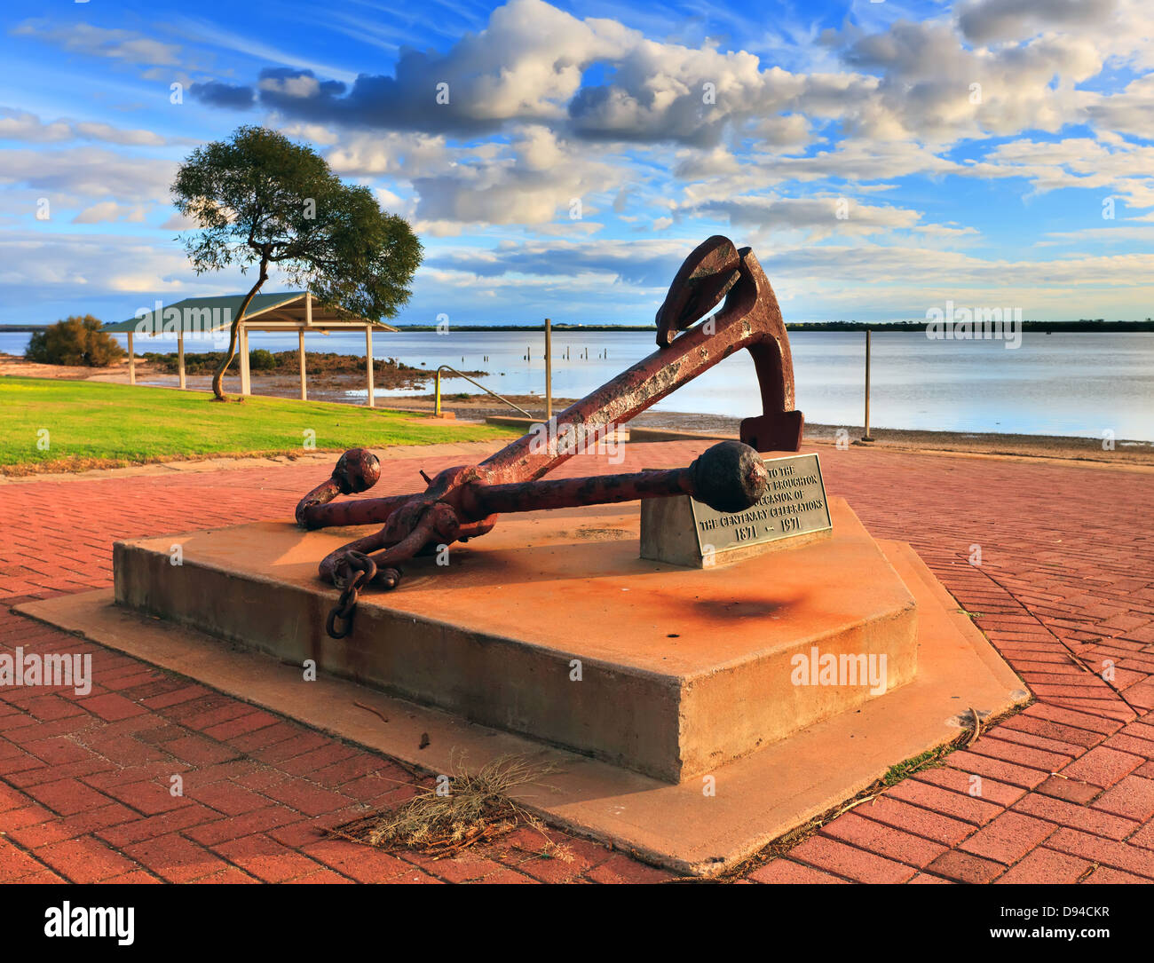 Old rusty anchor on display on the foreshore at Port Broughton York ...