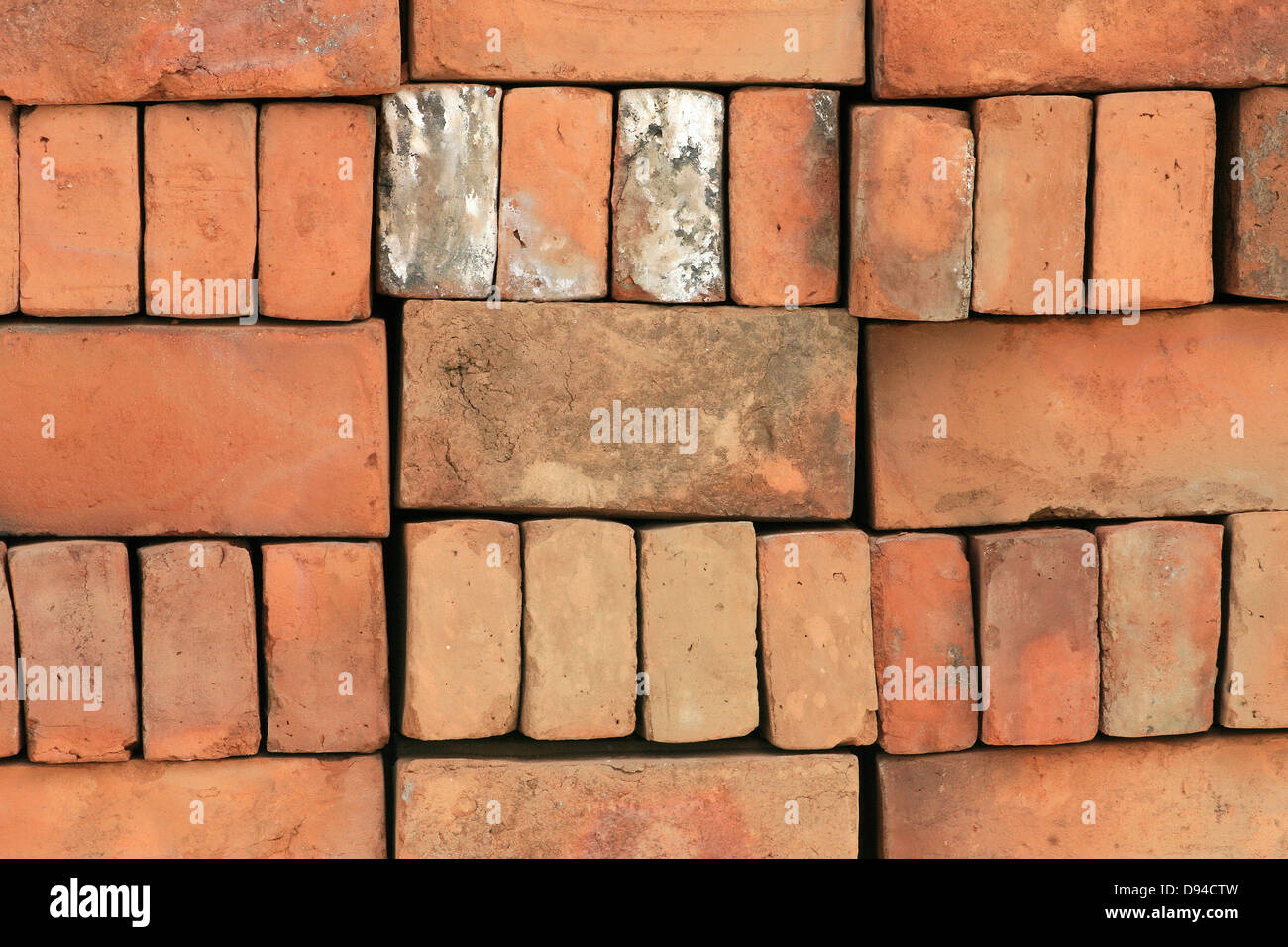 Adobe bricks stacked for use at a construction site in Cotacachi ...