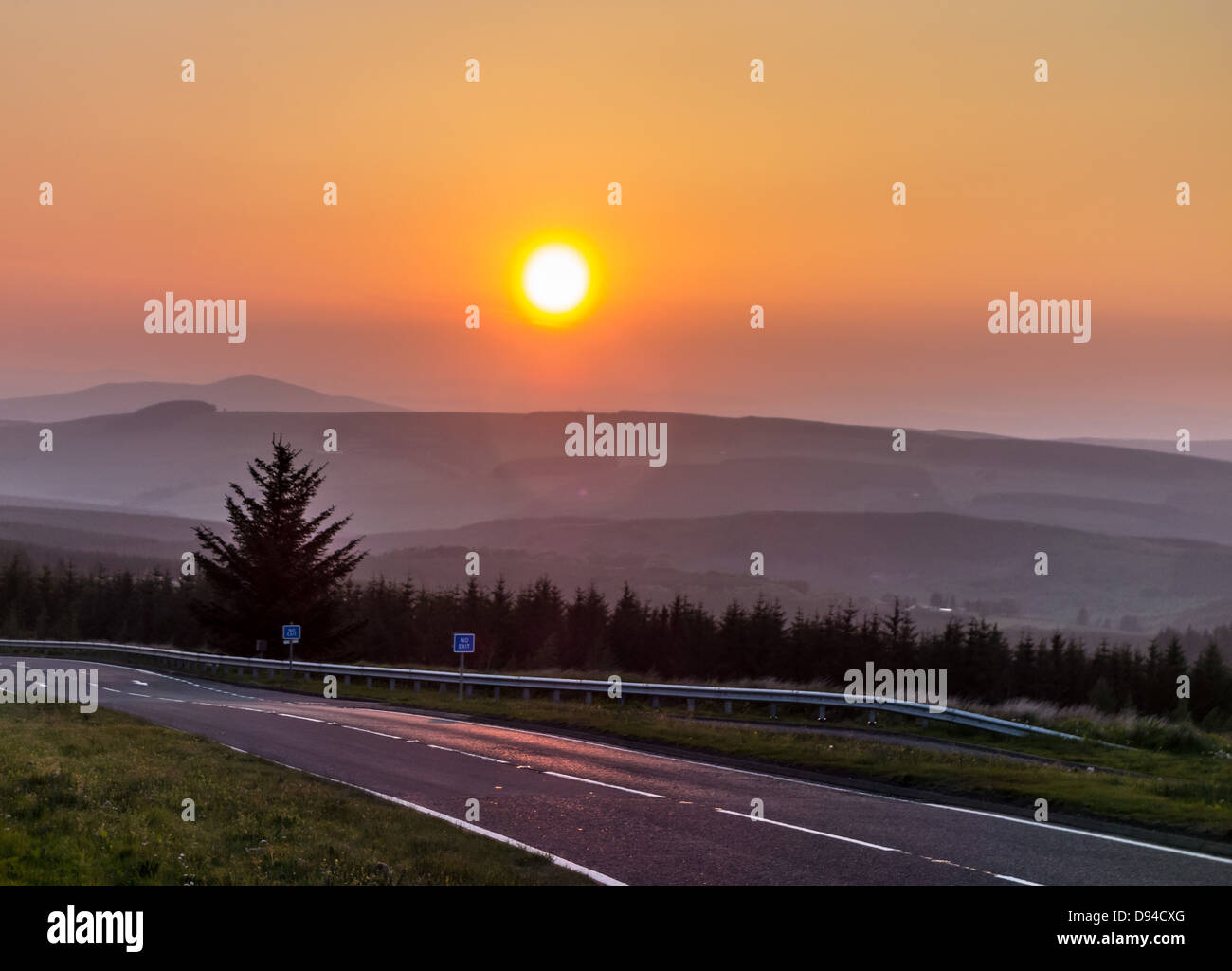 Sunsrt over the Scottish Borders from the A68, at Carter Bar, border ...