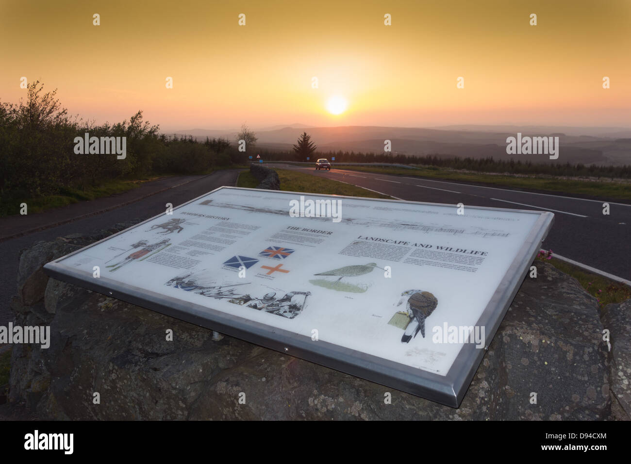 Sunsrt over the Scottish Borders from the A68, at Carter Bar, border ...