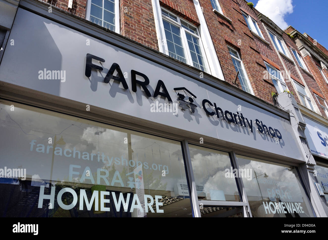 'Fara' charity shop sign, High Street, Whitton, London Borough of ...